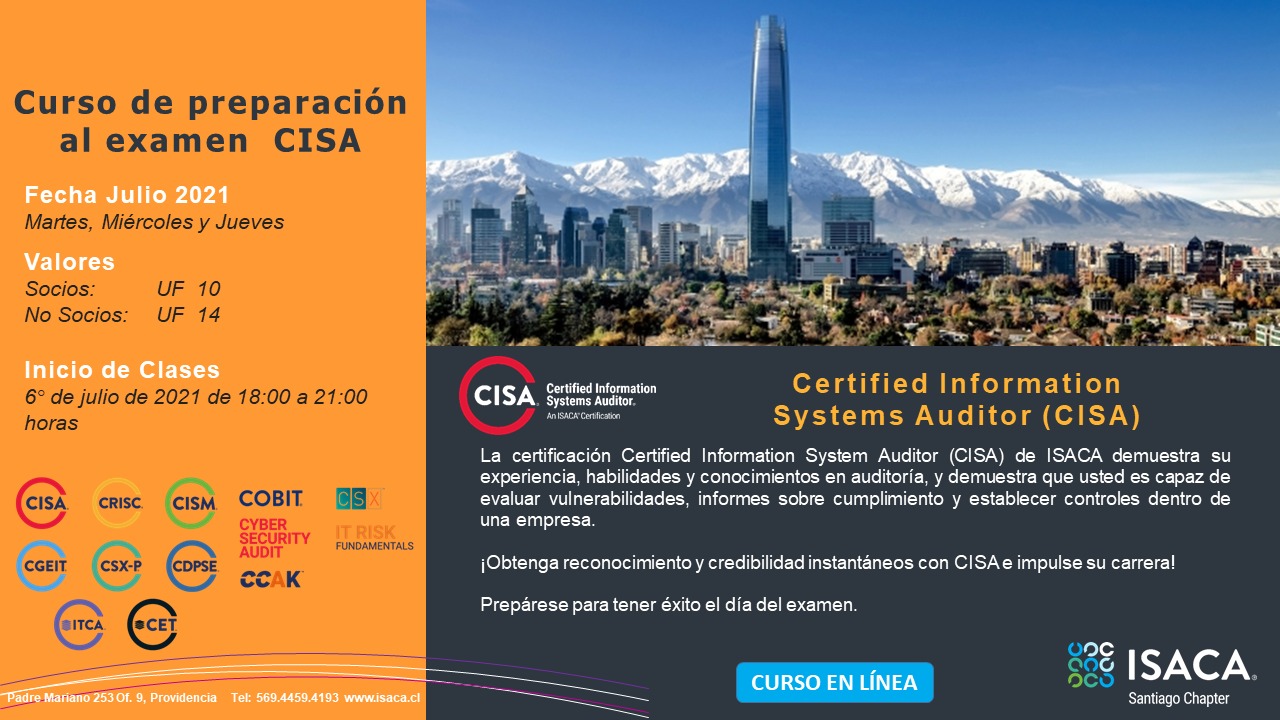 Curso de preparación a examen CISA - Santiago Chapter